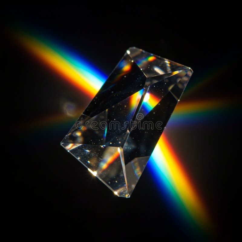 A Clear Prism Refracts Light, Creating a Vivid Spectrum of Colors ...