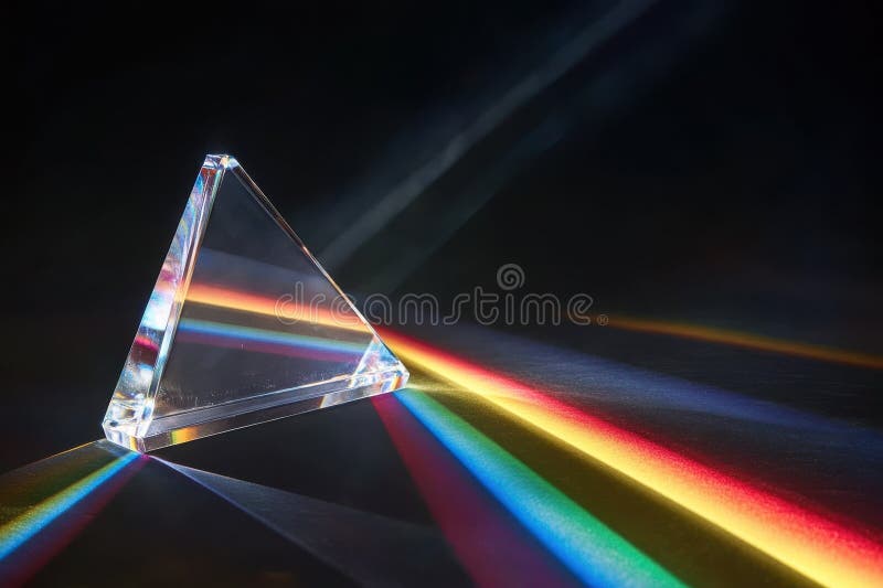 Light Refracting through a Prism Creating a Vibrant Spectrum on a Dark ...