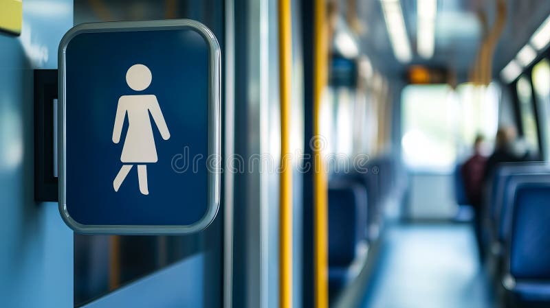 Clear Public Transportation Signage for Women Restroom in Modern Train ...