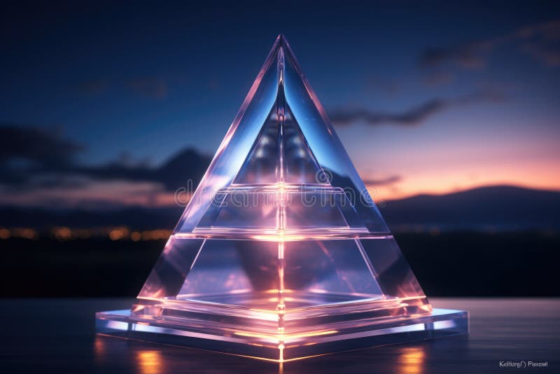 A Clear Pyramid Shaped Object Sitting on Top of a Table Stock Image ...