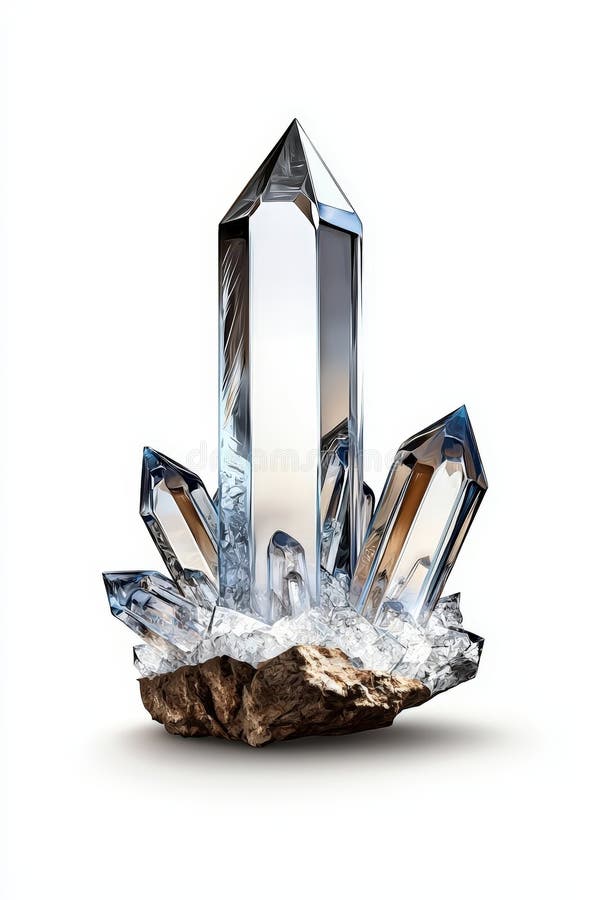 Clear Quartz Crystal Cluster with Sharp Tips and Natural Stone Base on ...