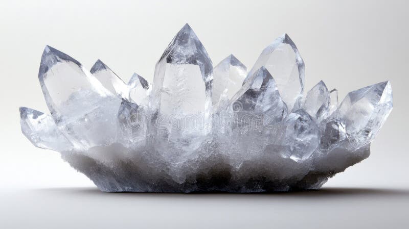 Clear Quartz Crystal Cluster on White Background Stock Illustration ...