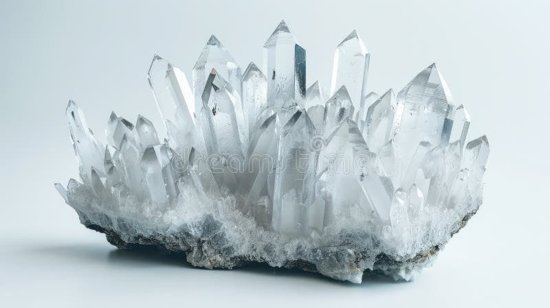 Clear Quartz Crystal Formation on a Mineral Matrix in a Bright Studio ...