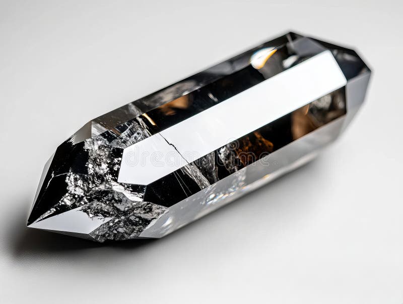 A Clear Quartz Crystal on a White Surface Stock Image - Image of quartz ...