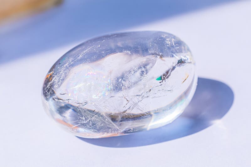 Raw Clear Quartz Crystal Rainbow Inclusion Stock Photos - Free ...