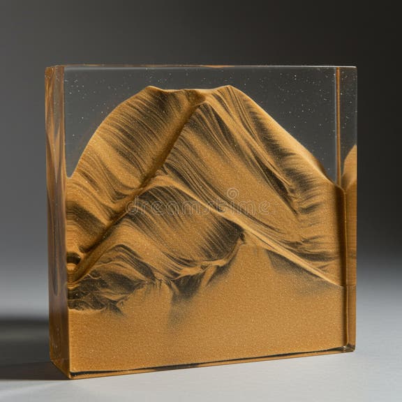 Clear Rectangular Glass Frame Filled with Layers of Fine Golden-brown ...