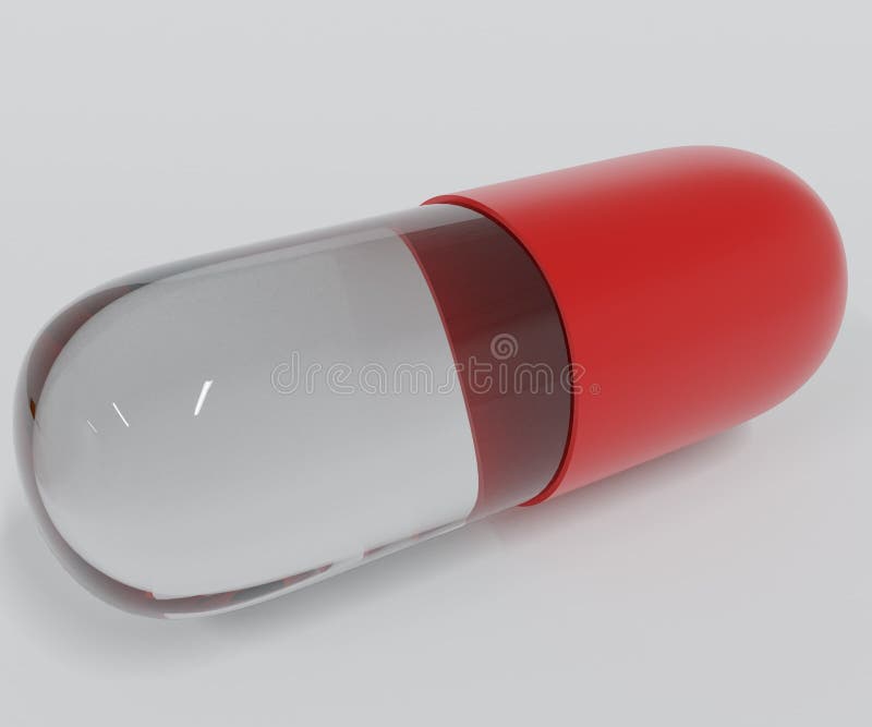 Clear and Red Capsule Casing for Drug Stock Illustration - Illustration ...