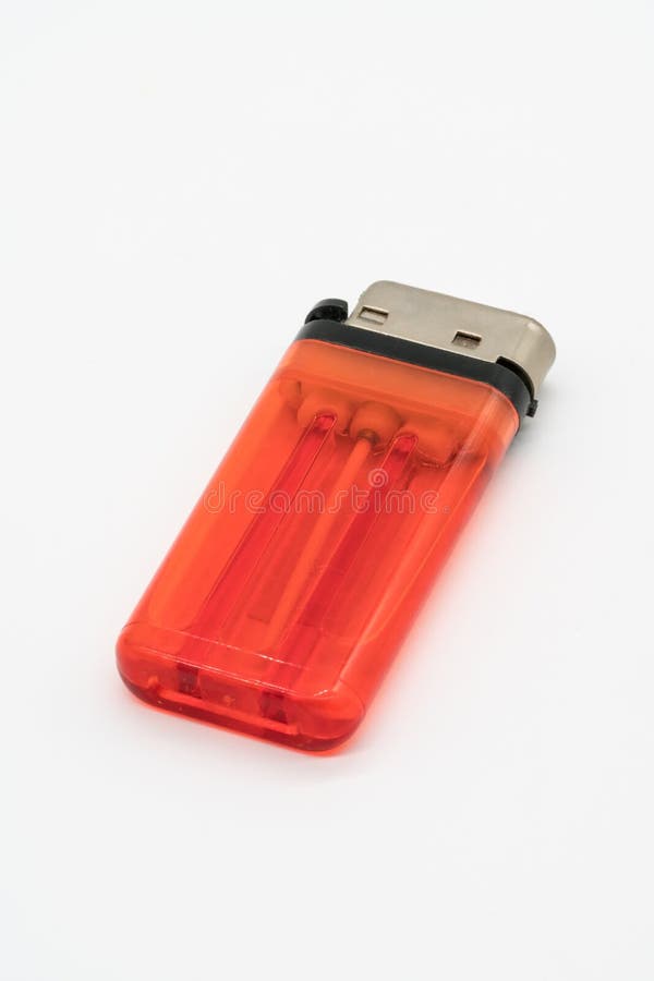 Clear Red Plastic Gas Lighter Isolated on White Stock Photo - Image of ...
