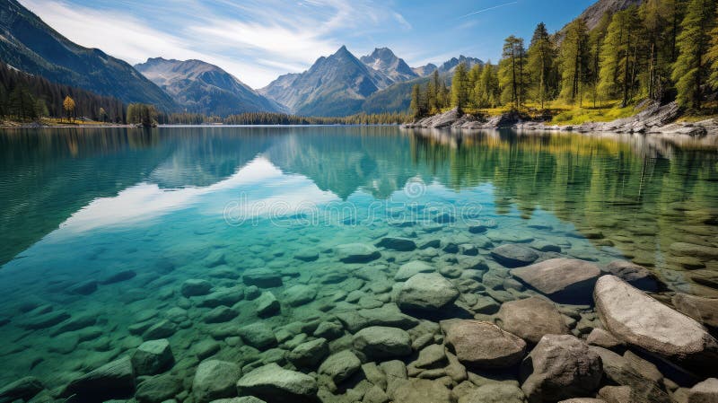 Clear reflective water stock illustration. Illustration of horizon ...