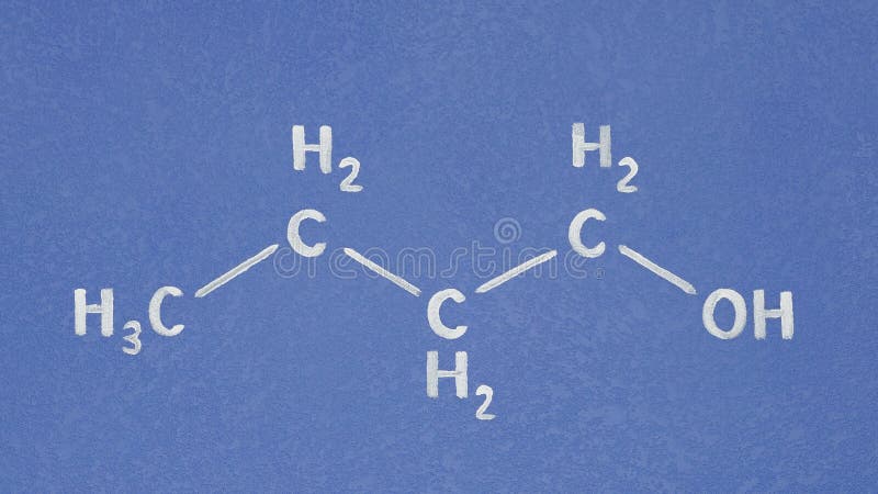 Chemical Structure of Butanol on Blue Background Stock Image - Image of ...