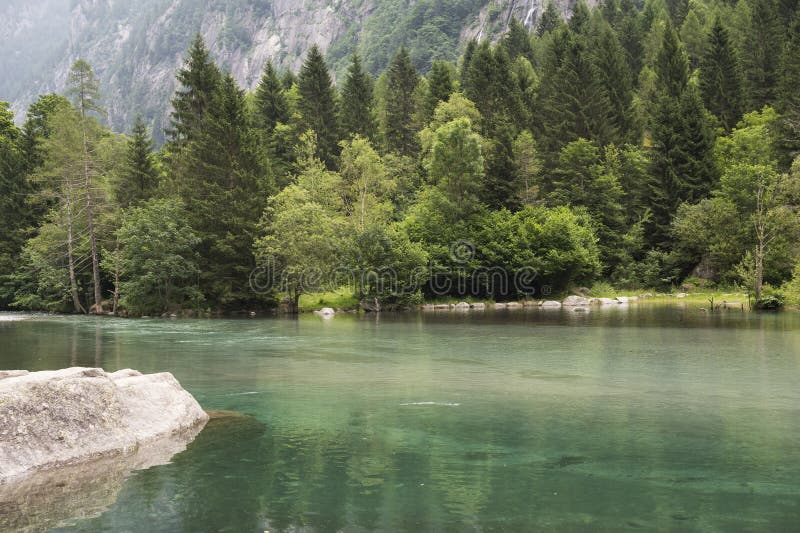 Clear River Flowing through a Forested Valley Stock Image - Image of ...