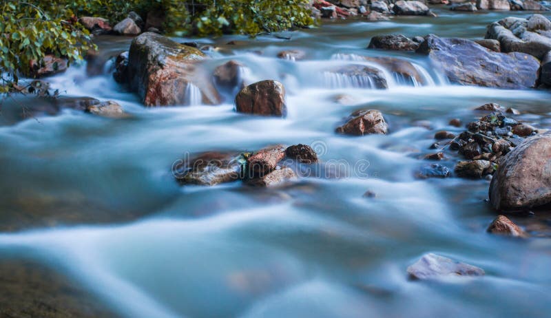 Clear River Running Fast, Hitting Rocks Stock Photo - Image of move ...