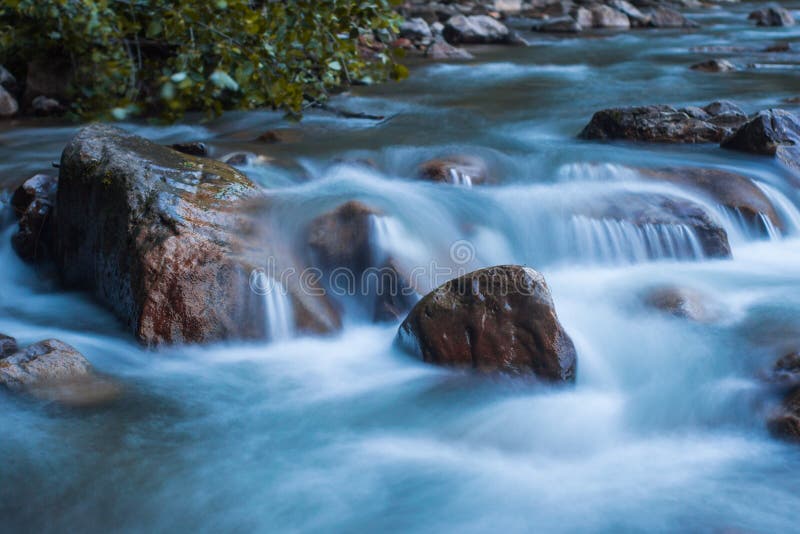 Clear River Running Fast, Hitting Rocks Stock Photo - Image of majestic ...