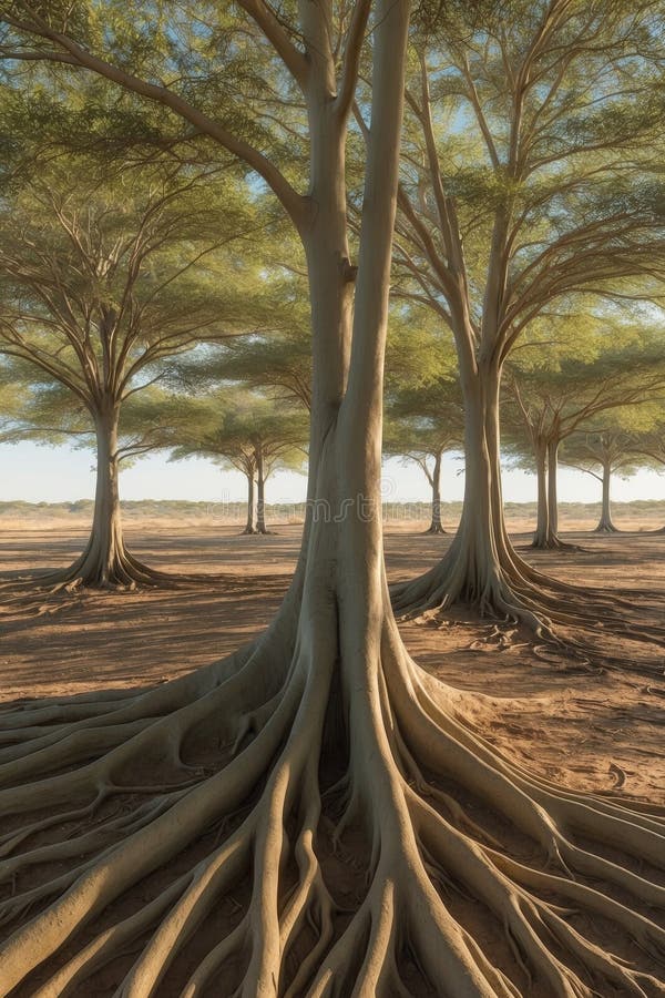 In Clear Roots Wind Reflecting in Woods Savanna Distance Wind Over ...