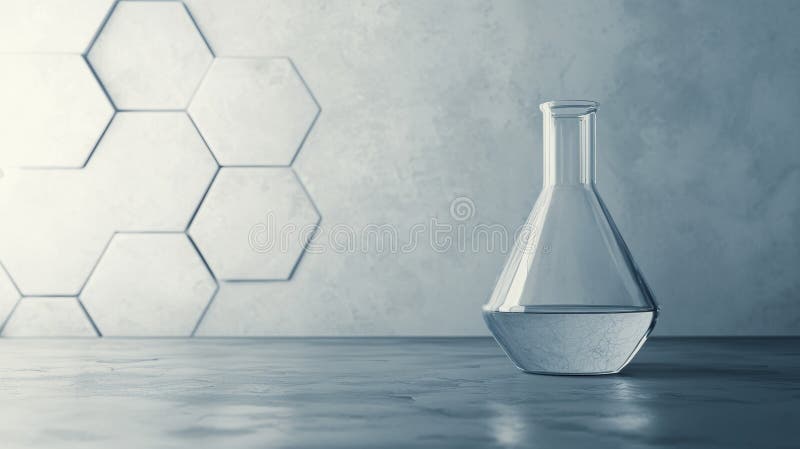 Clear Scientific Glass Flask on a Minimalist Lab Background with ...