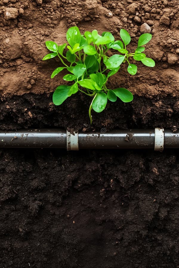 Through a Clear Section of Soil, an Underground Irrigation Pipe is ...