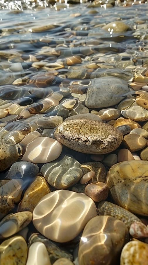 Clear Shallow Stream Bed Texture with Pebbles and Sand Refreshing ...