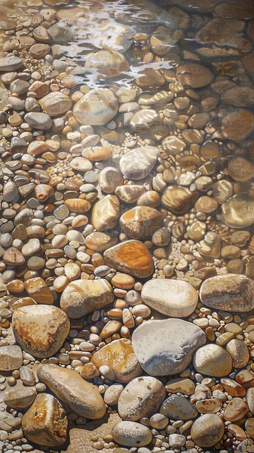 Clear Shallow Stream Bed Texture with Pebbles and Sand Refreshing ...