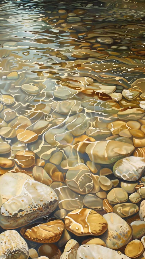 Clear Shallow Stream Bed Texture with Pebbles and Sand Refreshing ...