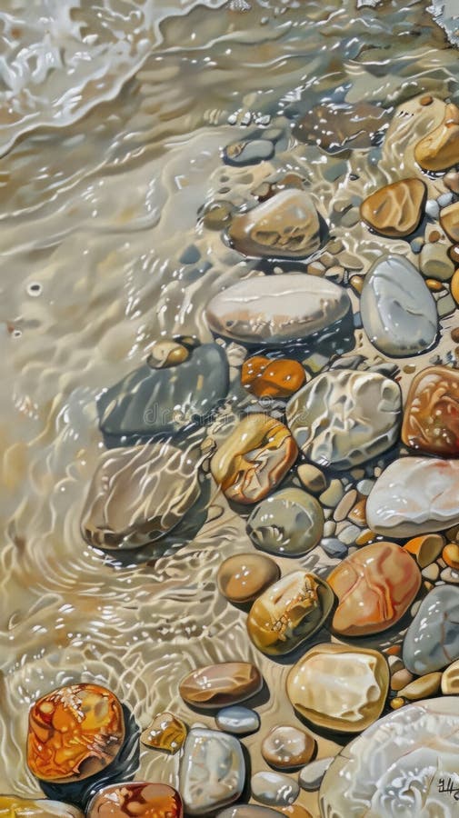 Clear Shallow Stream Bed Texture with Pebbles and Sand Refreshing ...