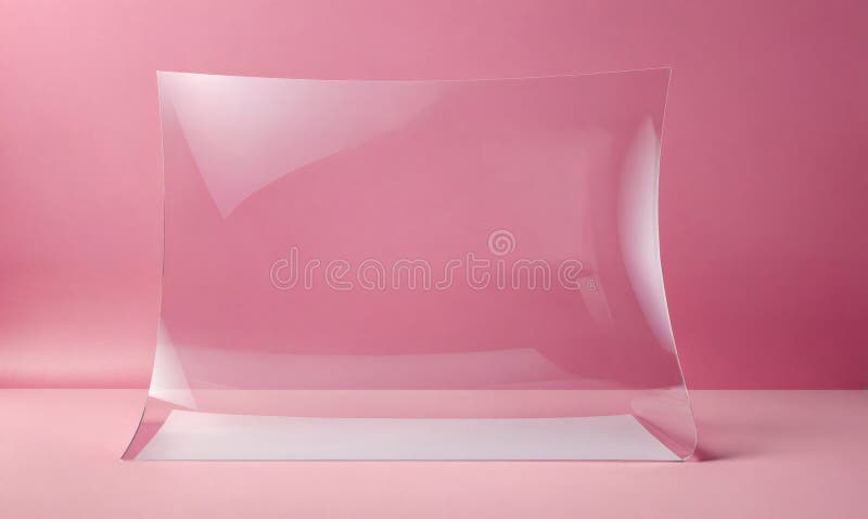 A Clear Sheet of Plastic Rests on a Pink Surface, Slightly Bending in ...