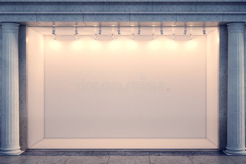 Clear showcase at night stock illustration. Illustration of boutique ...