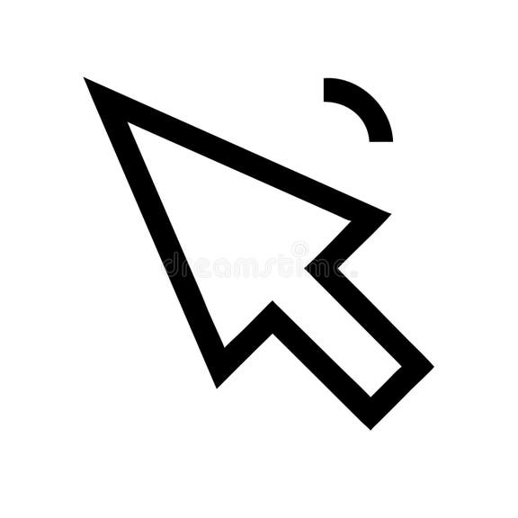 Click Here: Black Mouse Pointer Isolated on a Clean White Background ...