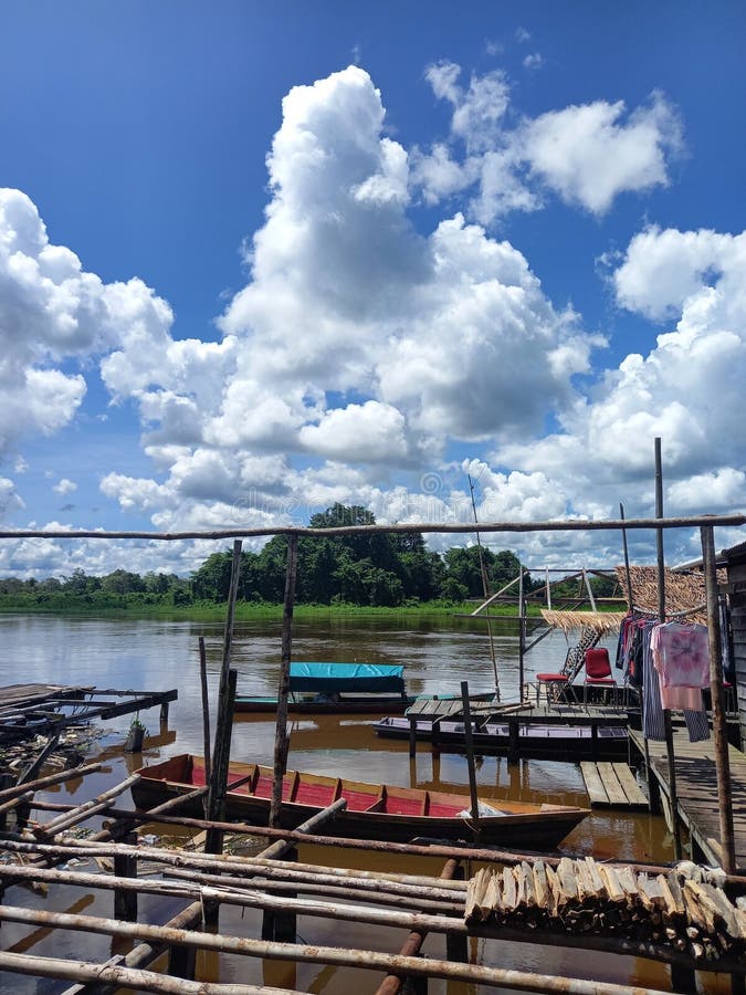 Clear Skies and Clean River in West Kalimantan Stock Image - Image of ...