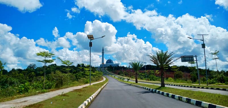 The Clear Sky Above the Dompak Mosque. Stock Photo - Image of wind ...