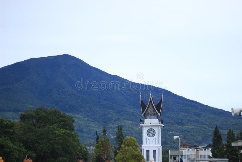Clear Sky at Bukittinggi with Jam Gadang and Singgalang Mountain Stock ...
