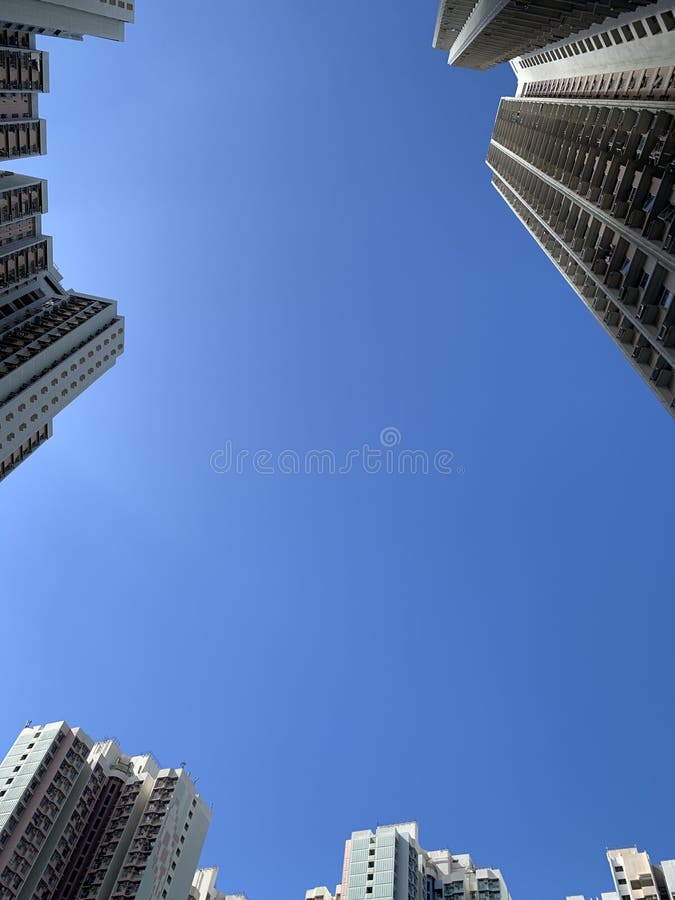 Clear sky in concrete city stock image. Image of city - 262790513