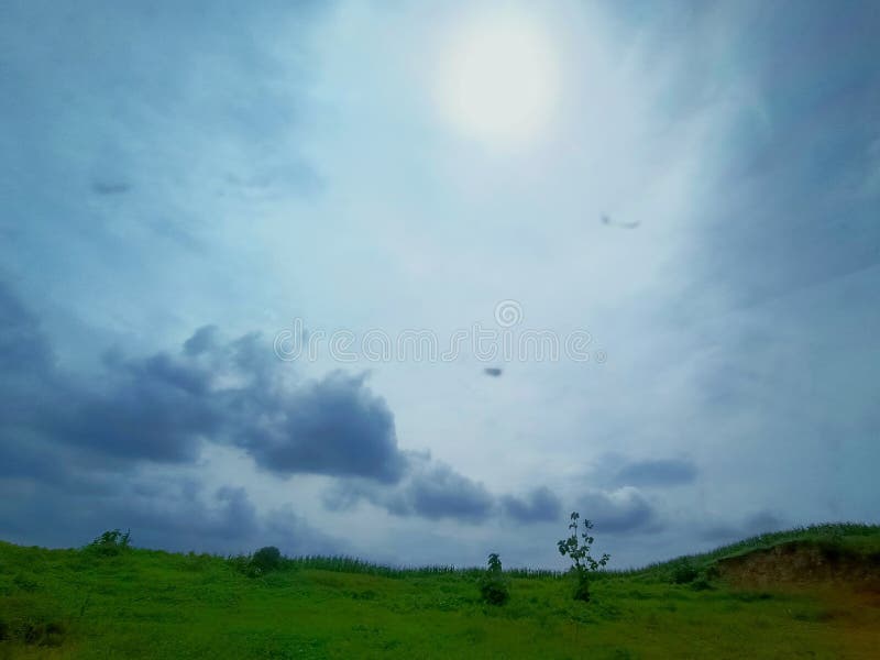 Clear Sky Green Field Blue Far 360 Stock Image - Image of green, field ...