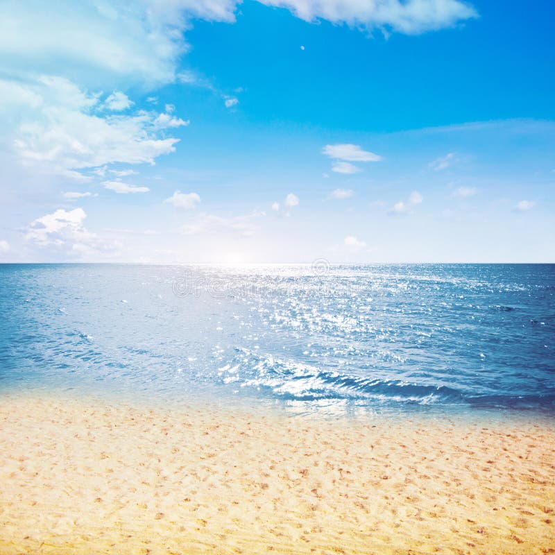 Clear beach at sunrise stock photo. Image of evening - 17350656