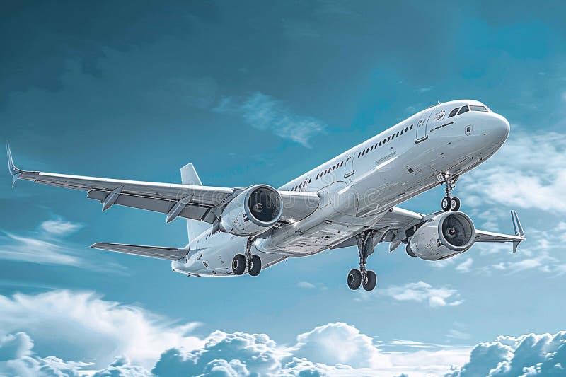 Clear Sky with a Modern Passenger Jet in Flight. Stock Illustration ...