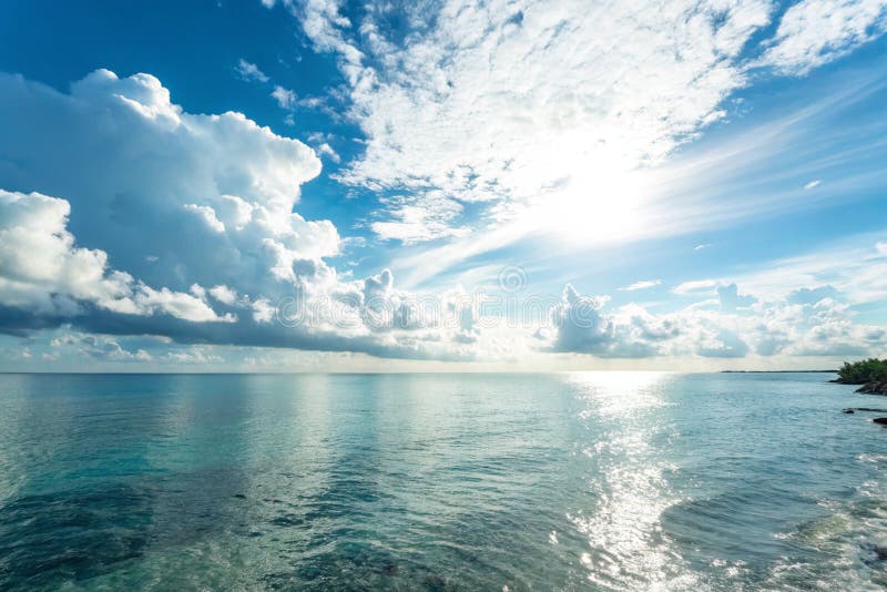 Clear Sky and Ocean Panorama with Sunlight Stock Illustration ...