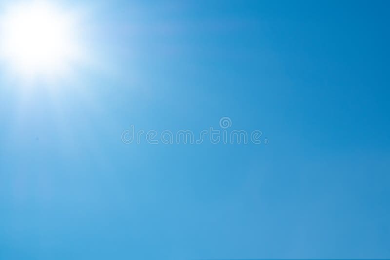 Clear Sky with Sun and Sunrays. Daytime and Good Weather Stock Photo ...