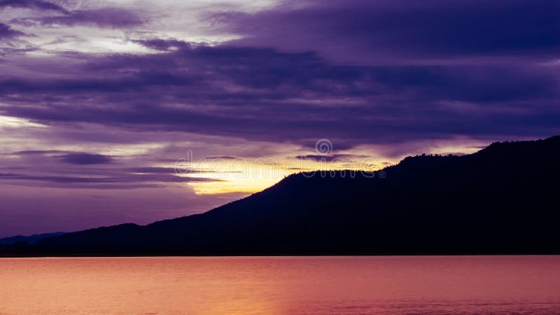 Clear Sky Sunset Over the Lam Ta Klong Dam. Stock Image - Image of ...