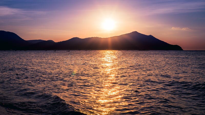 Clear Sky Sunset Over the Lam Ta Klong Dam. Stock Image - Image of ...