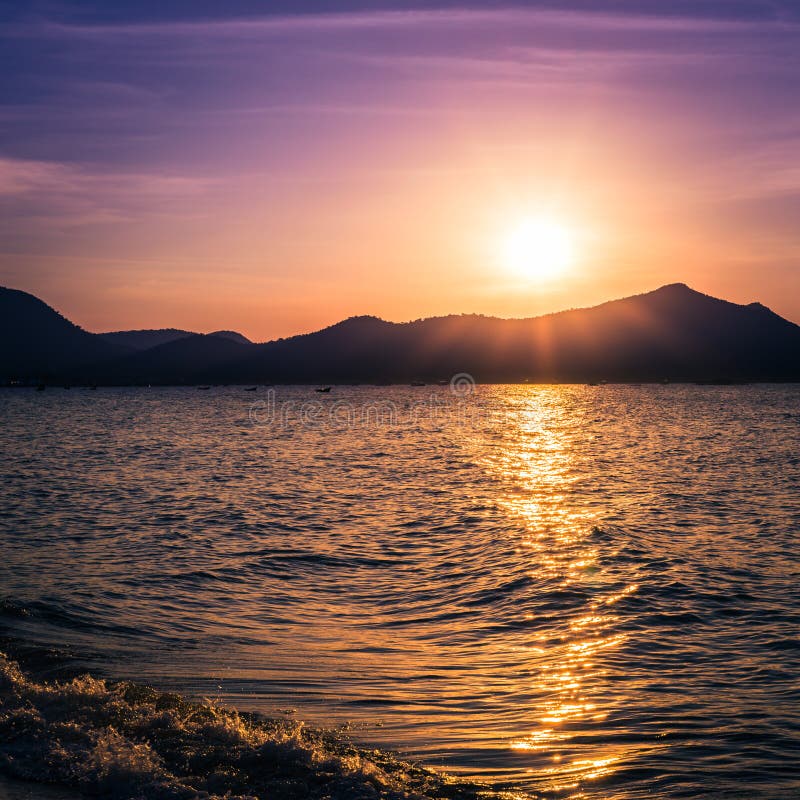 Clear Sky Sunset Over the Lam Ta Klong Dam. Stock Image - Image of ...