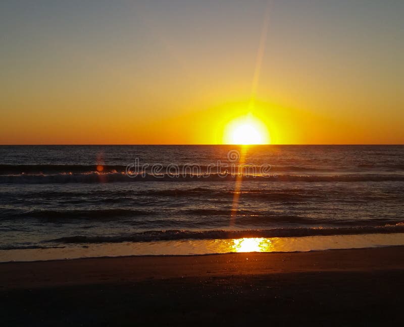 Clear Fire-Sky Winter Beach Sunset Stock Image - Image of gray, orange ...