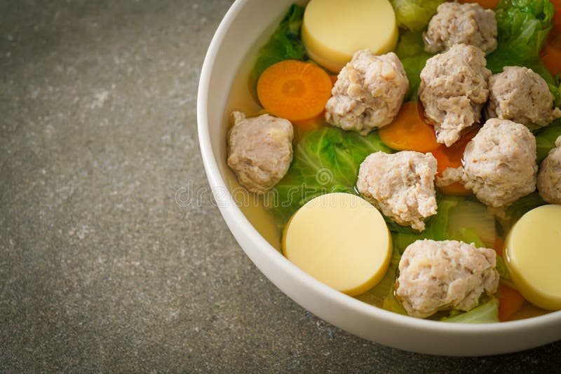 Clear Soup with Tofu and Minced Pork Stock Photo - Image of delicious ... Clear Soup with Tofu and Minced Pork Stock Photo - Image of delicious ...