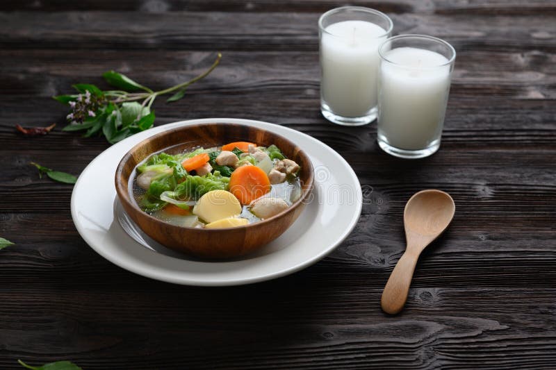 Clear Soup with Tofu and Minced Pork Stock Photo - Image of meal, herbs ... Clear Soup with Tofu and Minced Pork Stock Photo - Image of meal, herbs ...