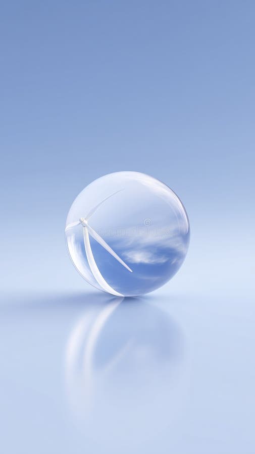 Transparent Sphere with Wind Turbine Reflection on Smooth Surface ...