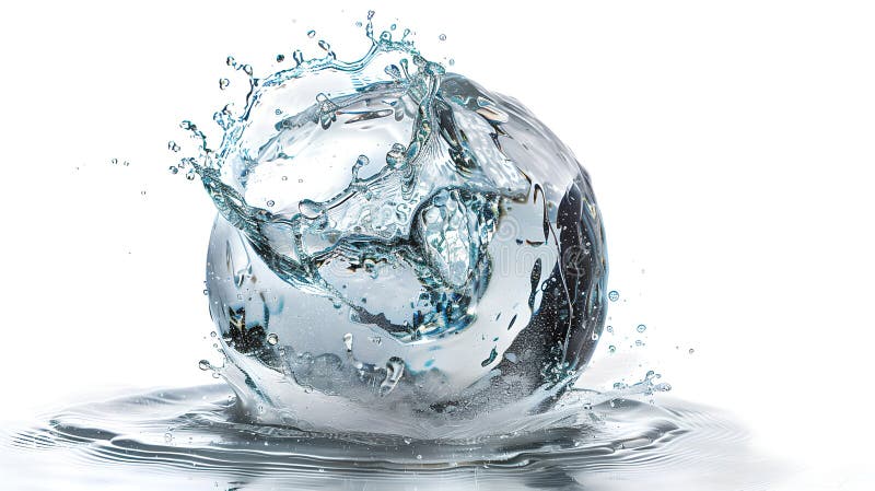 Dynamic Water Splash Encapsulating Clear Sphere Isolated on White ...