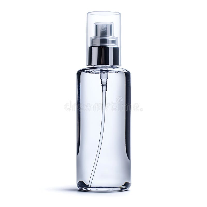 Clear Spray Bottle with a Transparent Cap. Liquid Inside Creates a ...