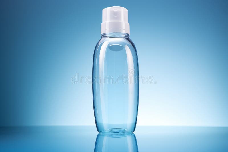 A Clear Spray Bottle with a White Cap, Set Against a Gradient Blue ...