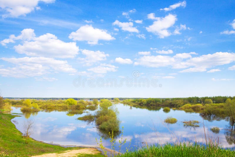 Clear spring day stock photo. Image of blue, river, field - 103008178