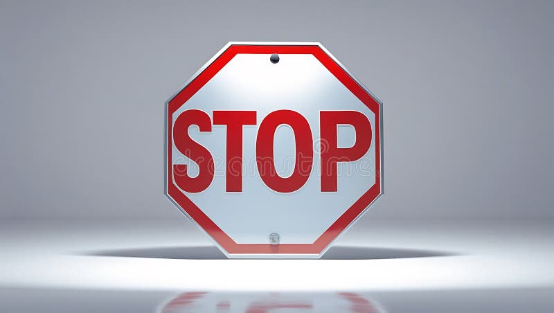 Clear Stop Sign on a Reflective Surface with Minimal Background Stock ...