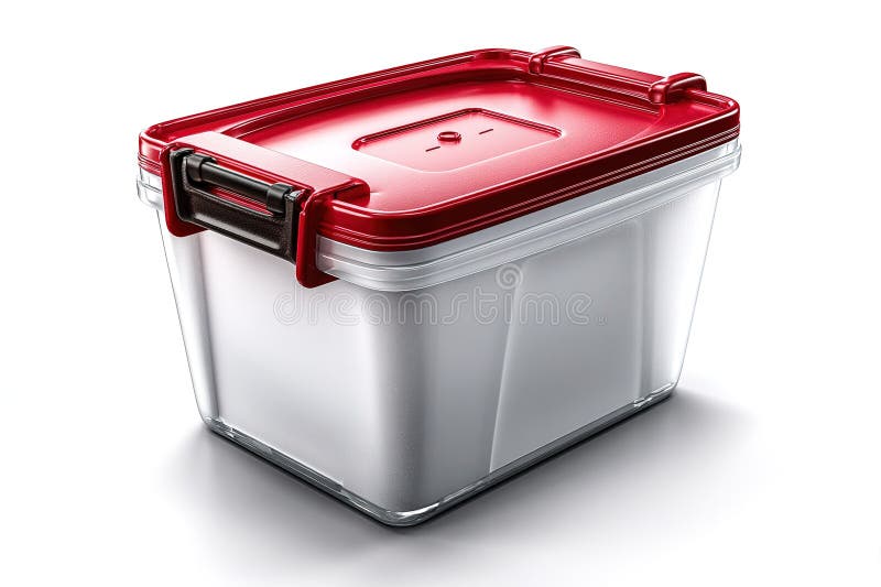 Clear Storage Container with Red Lid Ideal for Organizing Kitchen ...