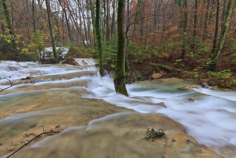 Clear Stream and November Foliage in the Mountains Stock Image - Image ...